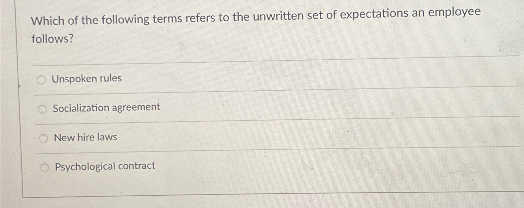 Solved Which of the following terms refers to the unwritten | Chegg.com