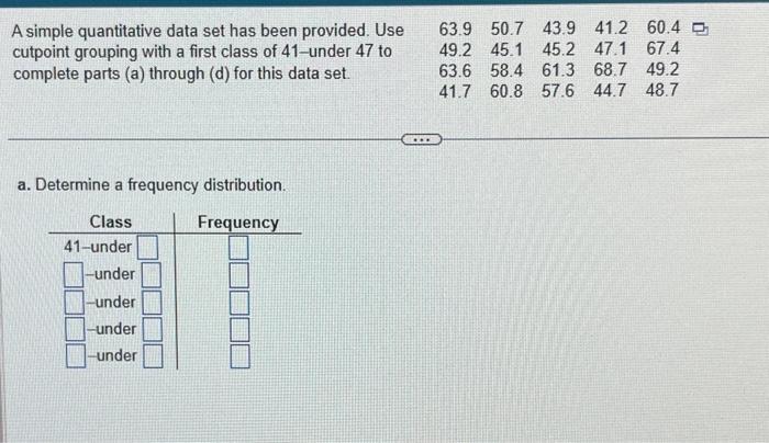 Solved A simple quantitative data set has been provided. Use | Chegg.com