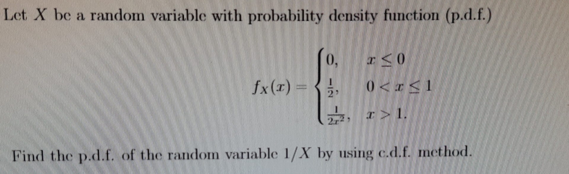 Solved Let x ﻿be a random variable with probability density | Chegg.com