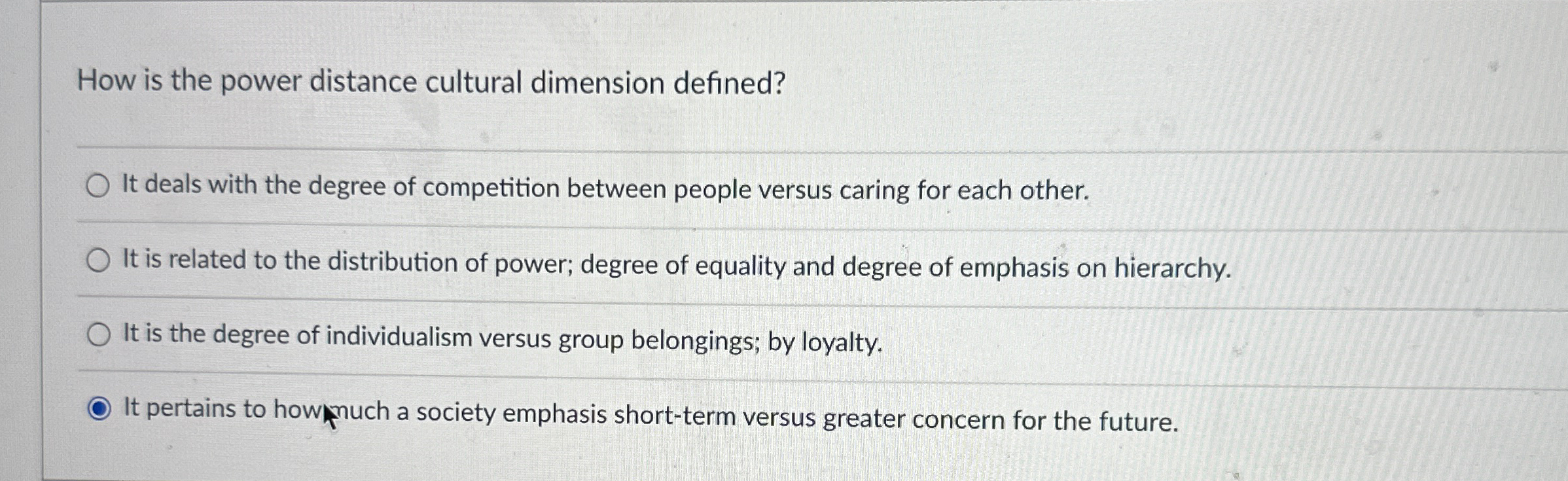 Solved How is the power distance cultural dimension | Chegg.com