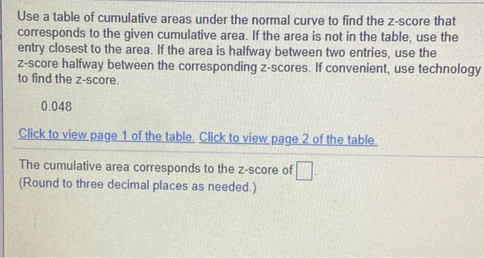 Solved Use a table of cumulative areas under the normal | Chegg.com