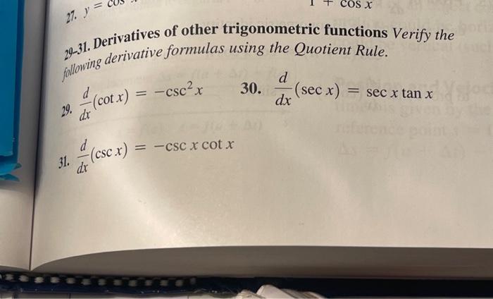 Solved 24-31. Derivatives of other trigonometric functions | Chegg.com