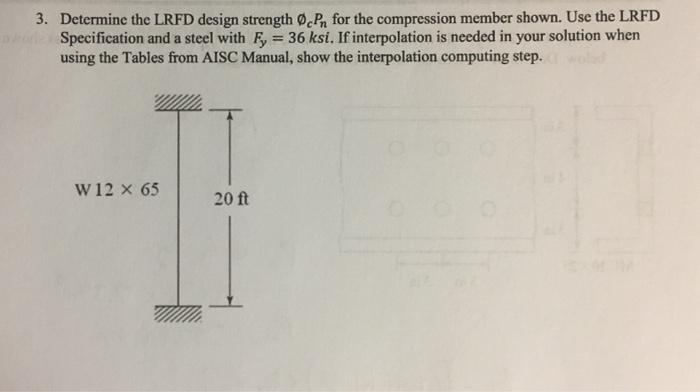 Solved 3. Determine the LRFD design strength Ø.Pn for the | Chegg.com