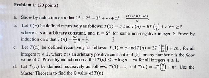 Solved a. Show by induction on n that | Chegg.com
