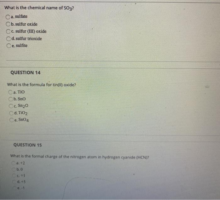 Solved What is the chemical name of SO3? Ca, sulfate | Chegg.com