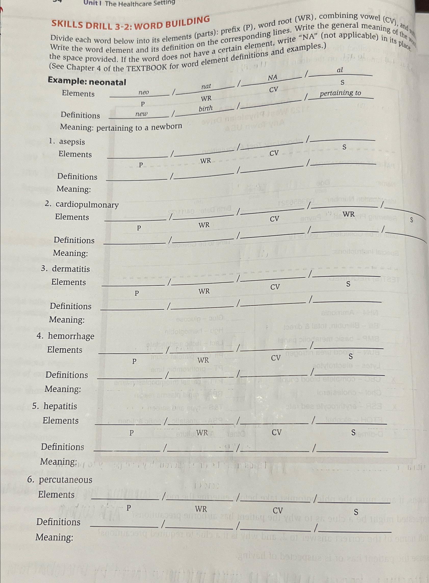 Solved Unit I The Healthcare SettingSIKILLS DRILL 3-2: WORD | Chegg.com