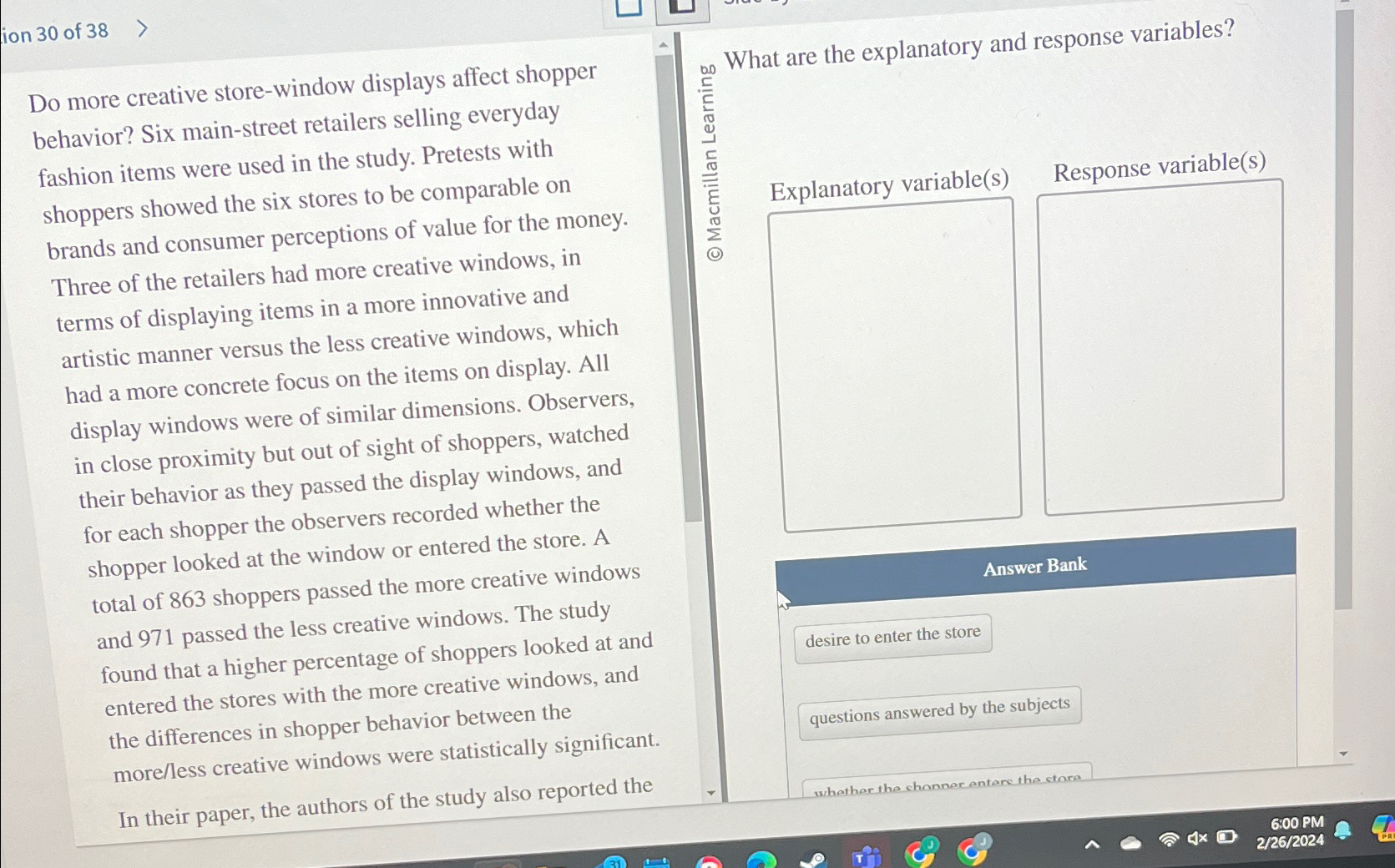 Solved ion 30 ﻿of 38Do more creative store-window displays | Chegg.com