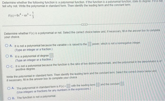Solved Determine whether the following function is a | Chegg.com
