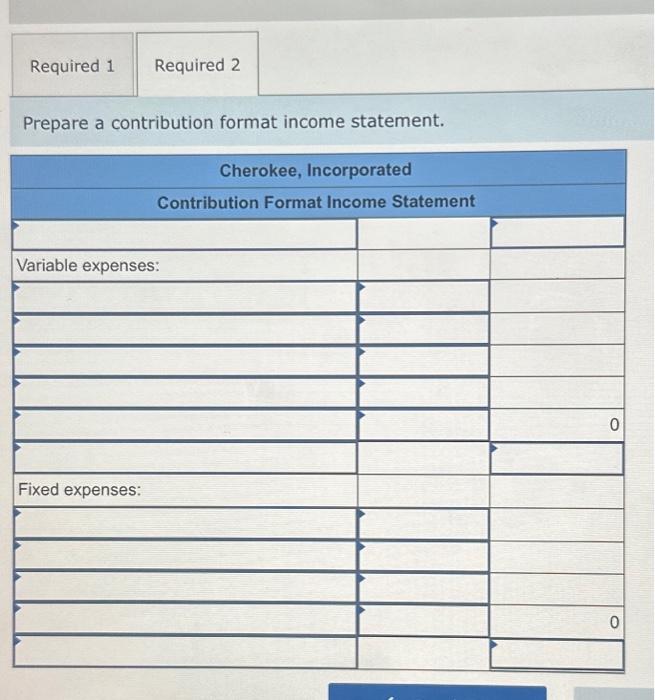 Solved Prepare a traditional income statement. Cherokee | Chegg.com