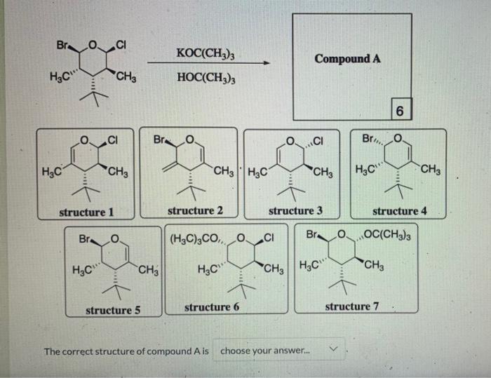 Solved Br CI KOC(CH3)3 HOC(CH3)3 Compound A НАС" CHE 6 CI Br | Chegg.com