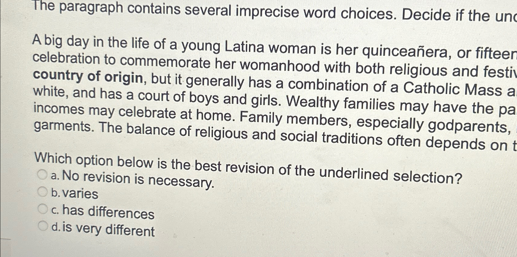 Solved The paragraph contains several imprecise word | Chegg.com