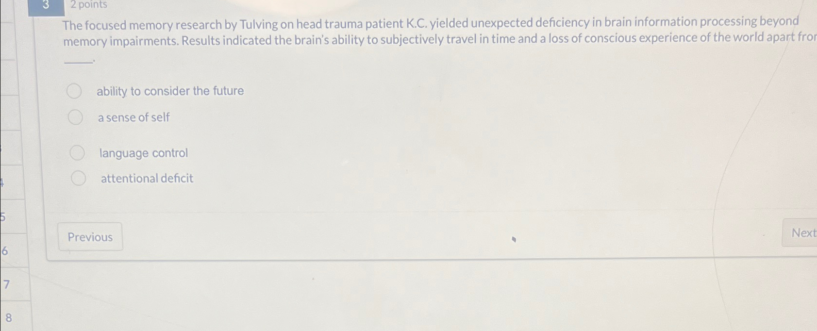 Solved 2 ﻿pointsThe focused memory research by Tulving on | Chegg.com