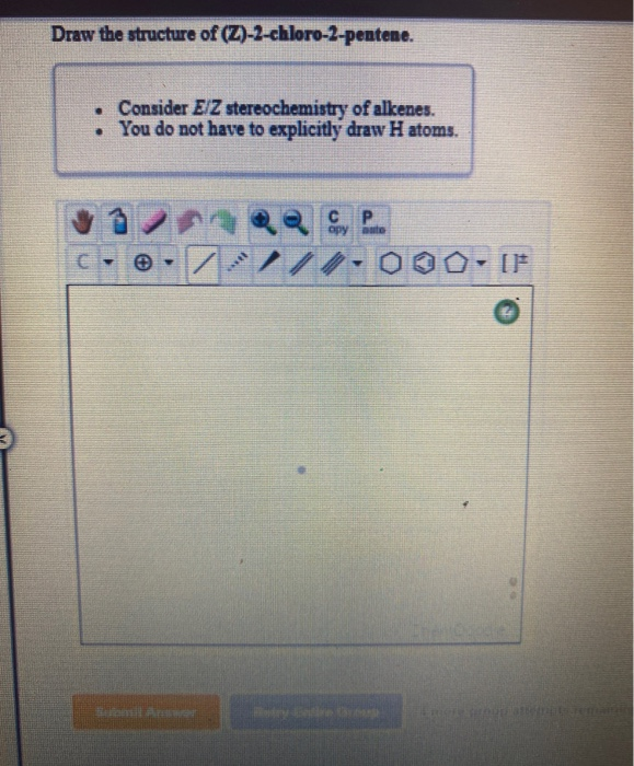 Solved Draw the structure of (Z)-2-chloro-2-pentene. . | Chegg.com