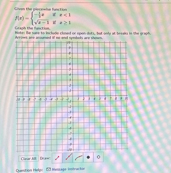 Solved Given the piecewise function f(x)={−21xx−1 if x