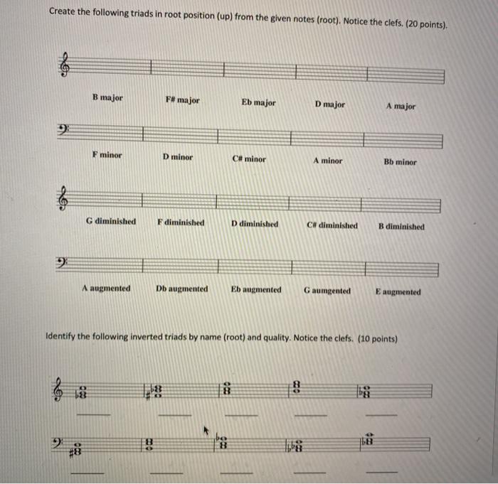 Identify the following triads by name (root note) and | Chegg.com
