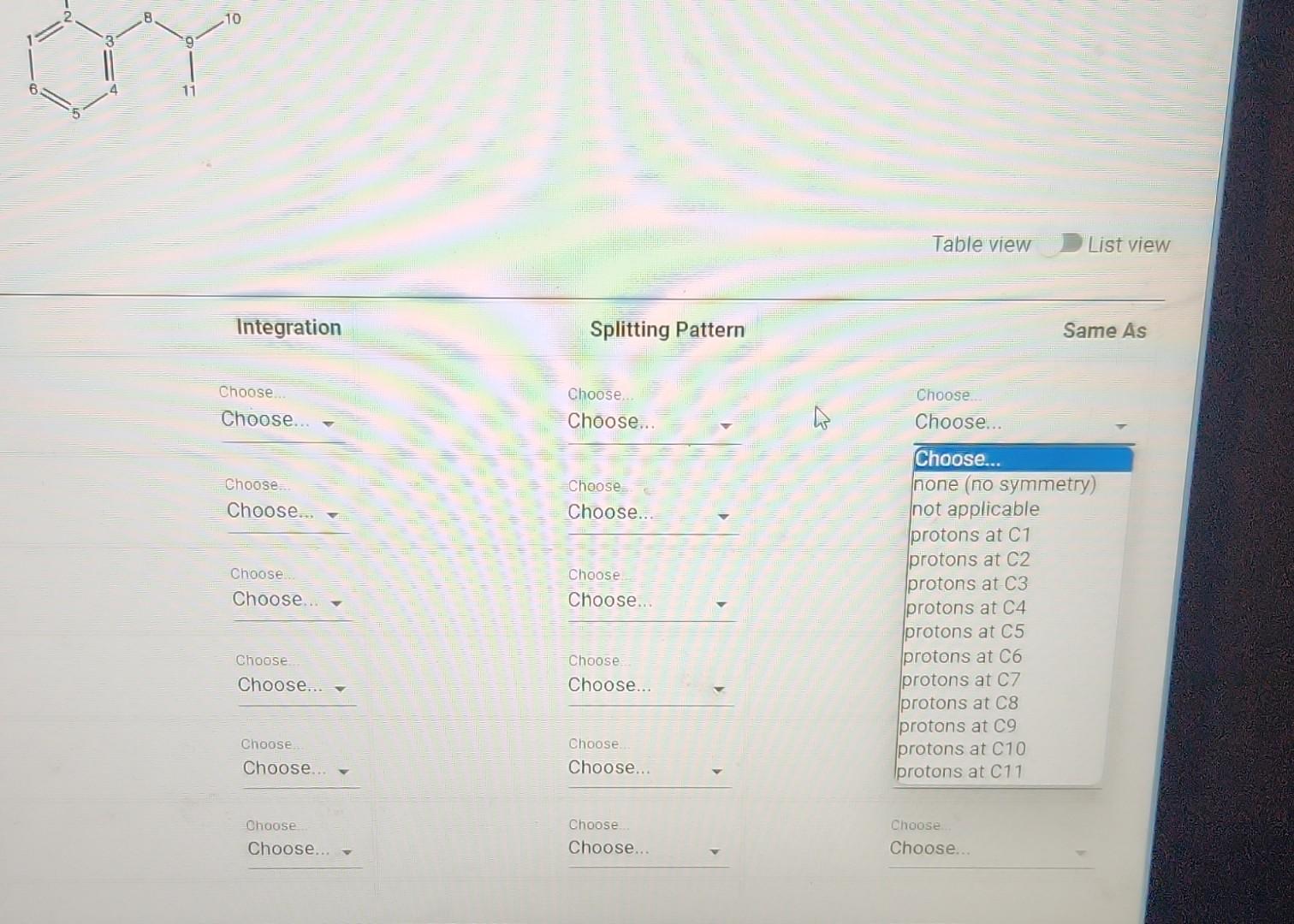 Solved Chemical Shift (ppm) IntegraTable view D List | Chegg.com