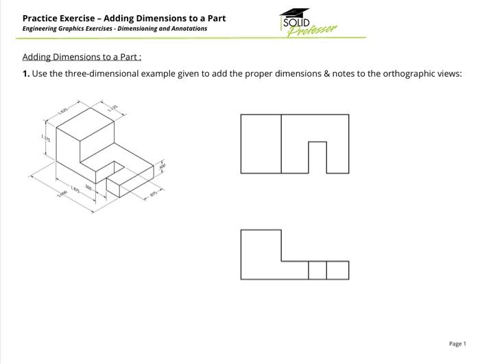 Solved Practice Exercise - Adding Dimensions to a Part | Chegg.com