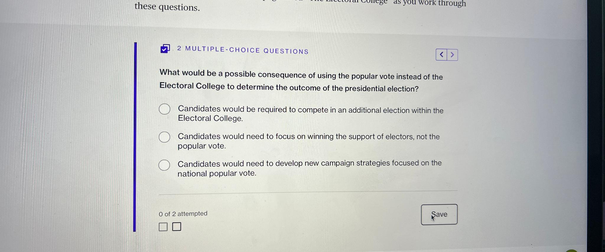 Solved 2 ﻿MULTIPLE-CHOICE QUESTIONSWhat would be a possible | Chegg.com