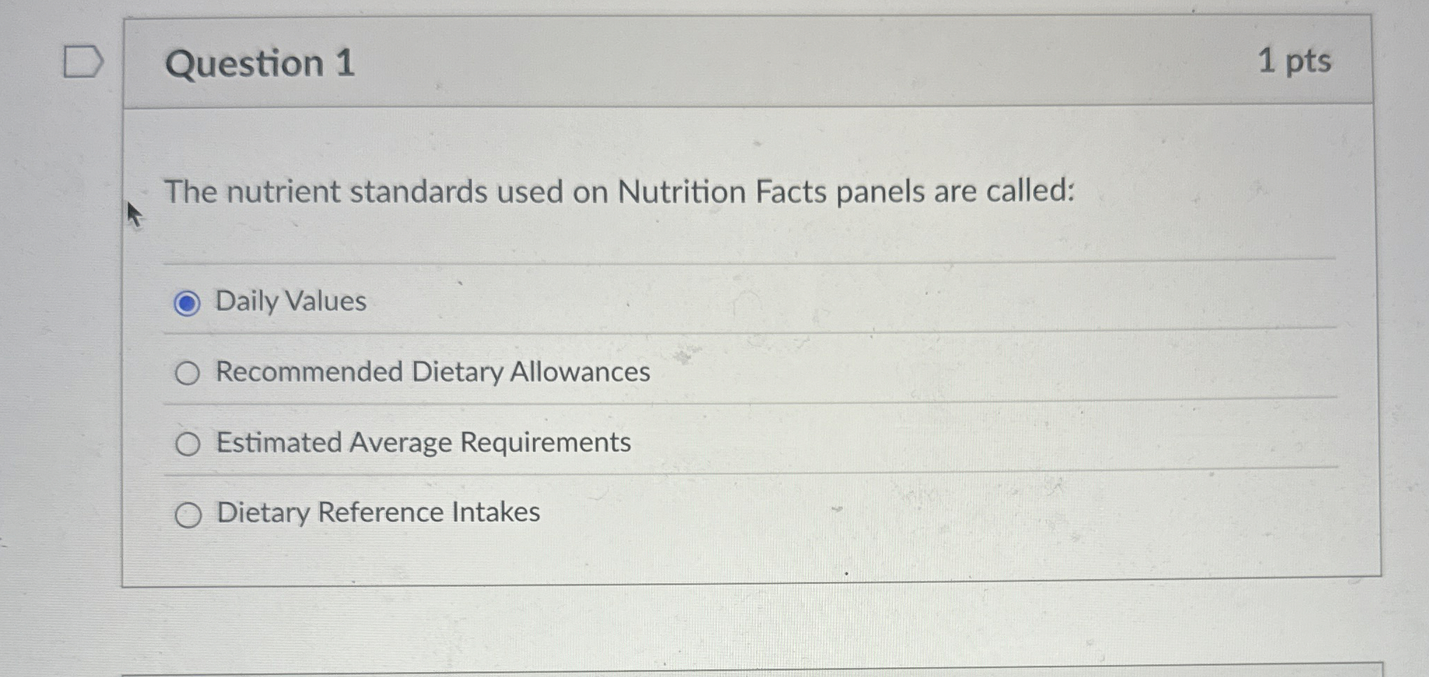 Solved Question 11 ﻿ptsThe nutrient standards used on | Chegg.com