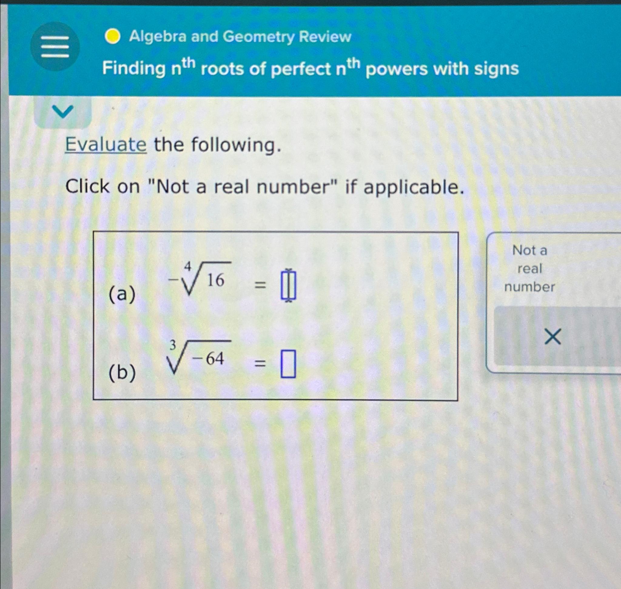 Solved Algebra and Geometry ReviewFinding nth ﻿roots of | Chegg.com