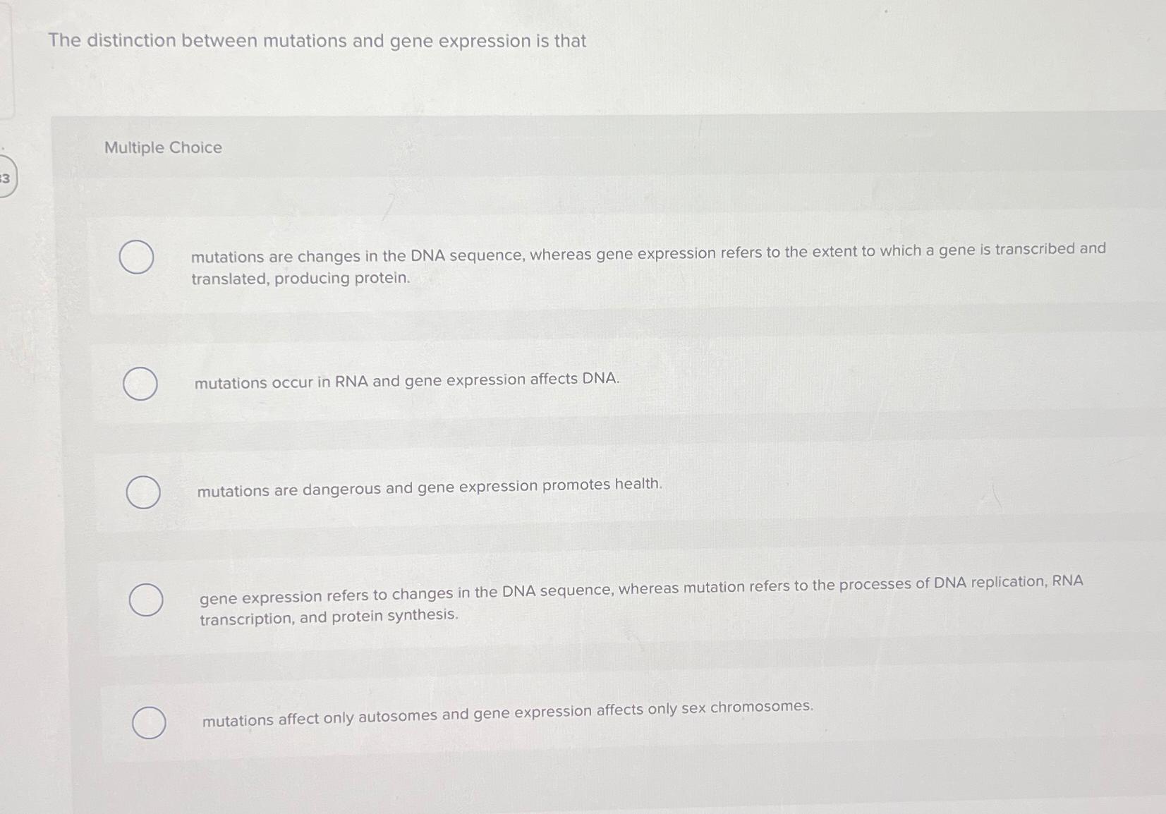 Solved The distinction between mutations and gene expression | Chegg.com
