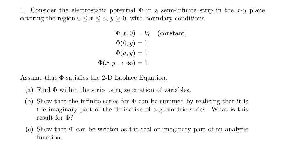Solved Consider the electrostatic potential Φ ﻿in a | Chegg.com