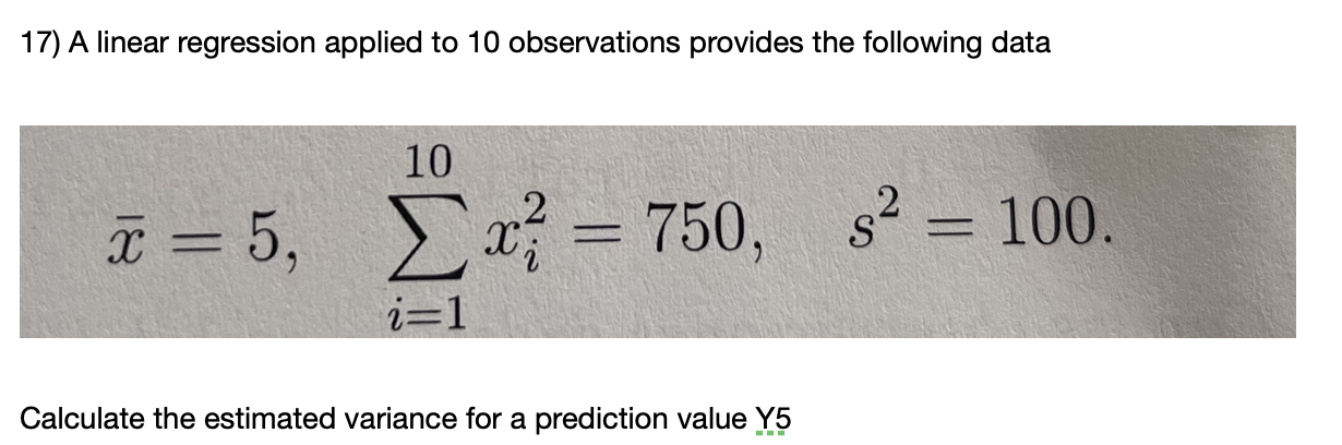 Solved A linear regression applied to 10 ﻿observations | Chegg.com