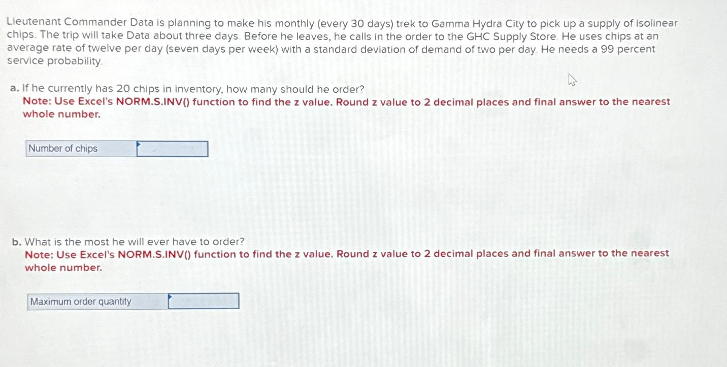 Solved Lieutenant Commander Data is planning to make his | Chegg.com
