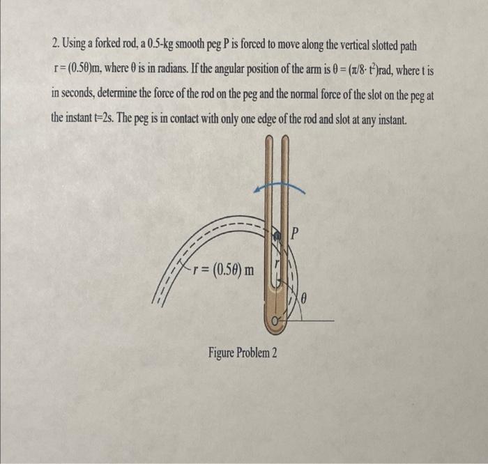 Solved 2. Using a forked rod, a 0.5−kg smooth peg P is | Chegg.com