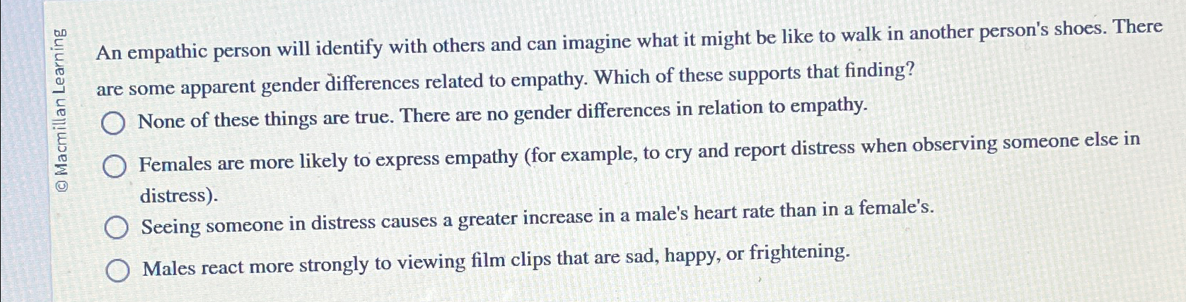 Solved An empathic person will identify with others and can | Chegg.com