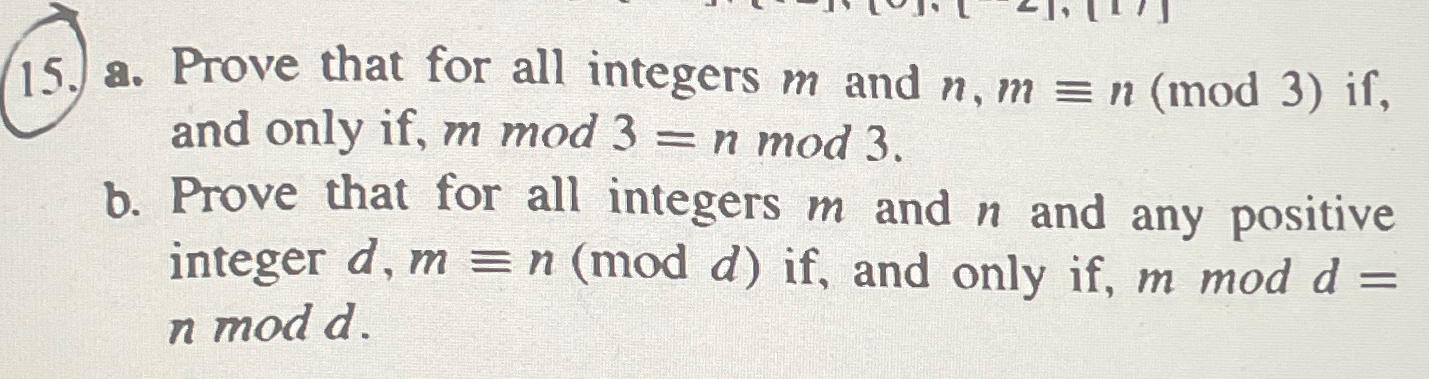 Solved a. ﻿Prove that for all integers m ﻿and n,m-=n(mod3) | Chegg.com