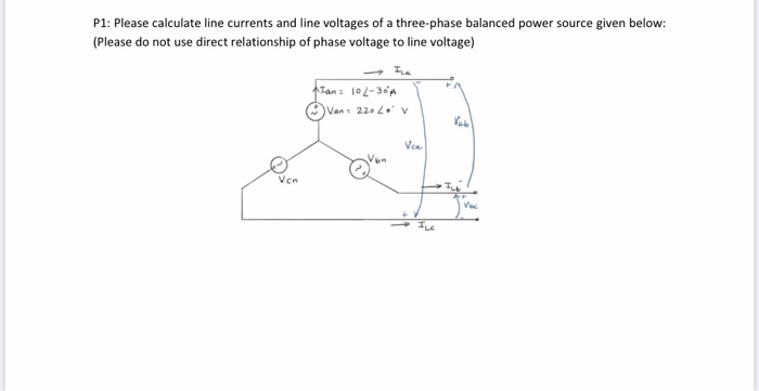 Solved P1: Please calculate line currents and line voltages | Chegg.com