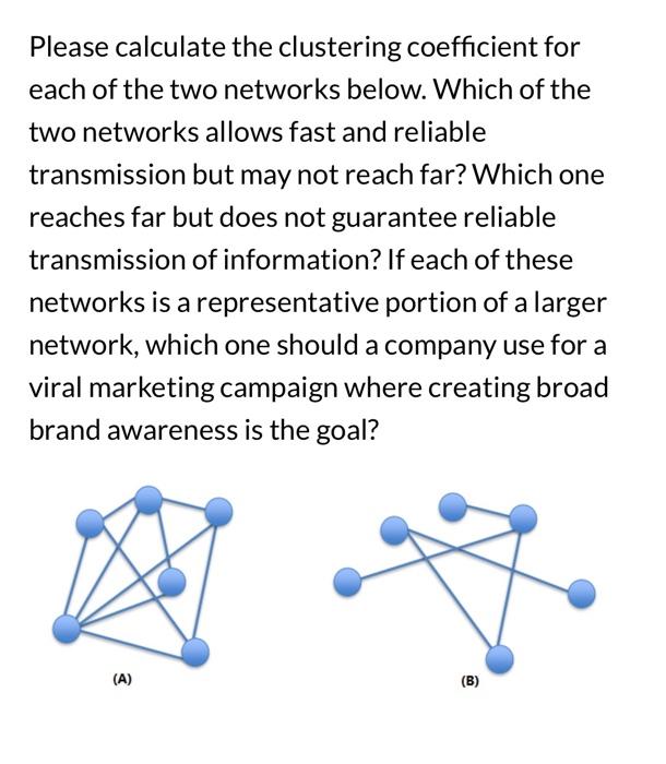 Solved Please calculate the clustering coefficient for each | Chegg.com