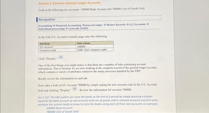 Solved Section 3: Examine General Ledger Accounts Look at | Chegg.com