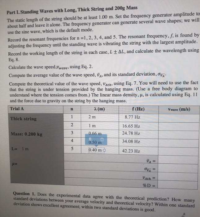 Solved Part I. Standing Waves with Long, Thick String and | Chegg.com