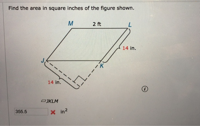 Solved Find the area in square inches of the figure shown. 2 | Chegg.com
