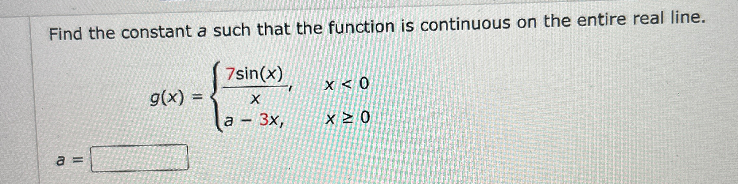 Solved Find the constant a such that the function is | Chegg.com