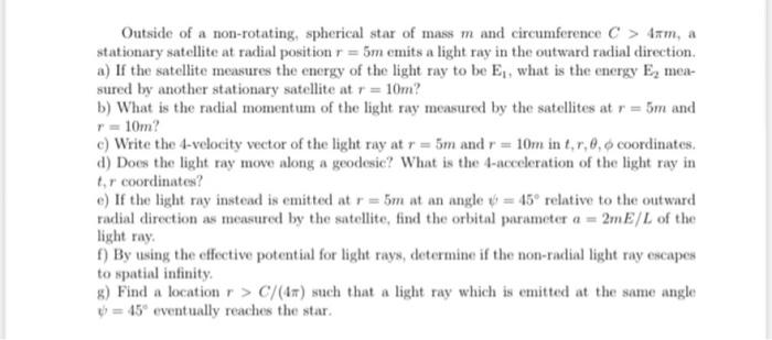 Solved topic is general relativity, please solve with | Chegg.com
