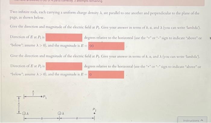 Solved Two infinite rods, each carrying a uniform charge | Chegg.com