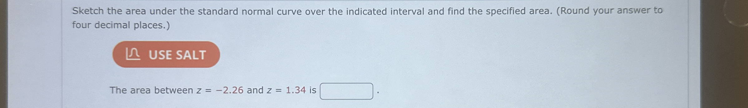 Solved Sketch the area under the standard normal curve over | Chegg.com