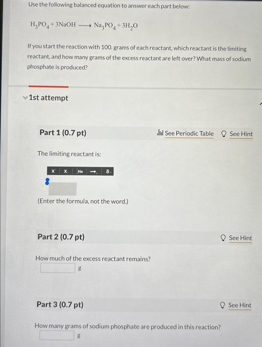 Solved Use the following balanced equation to answer each | Chegg.com
