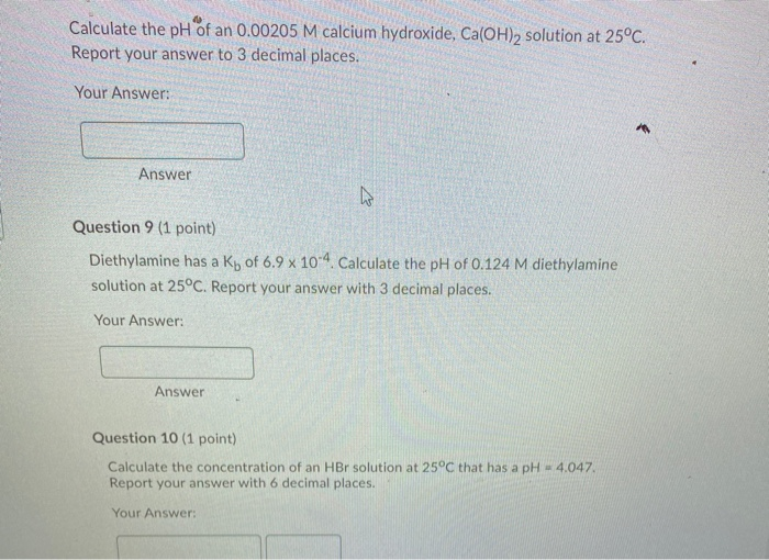 Solved Calculate the pH of an 0.00205 M calcium hydroxide, | Chegg.com