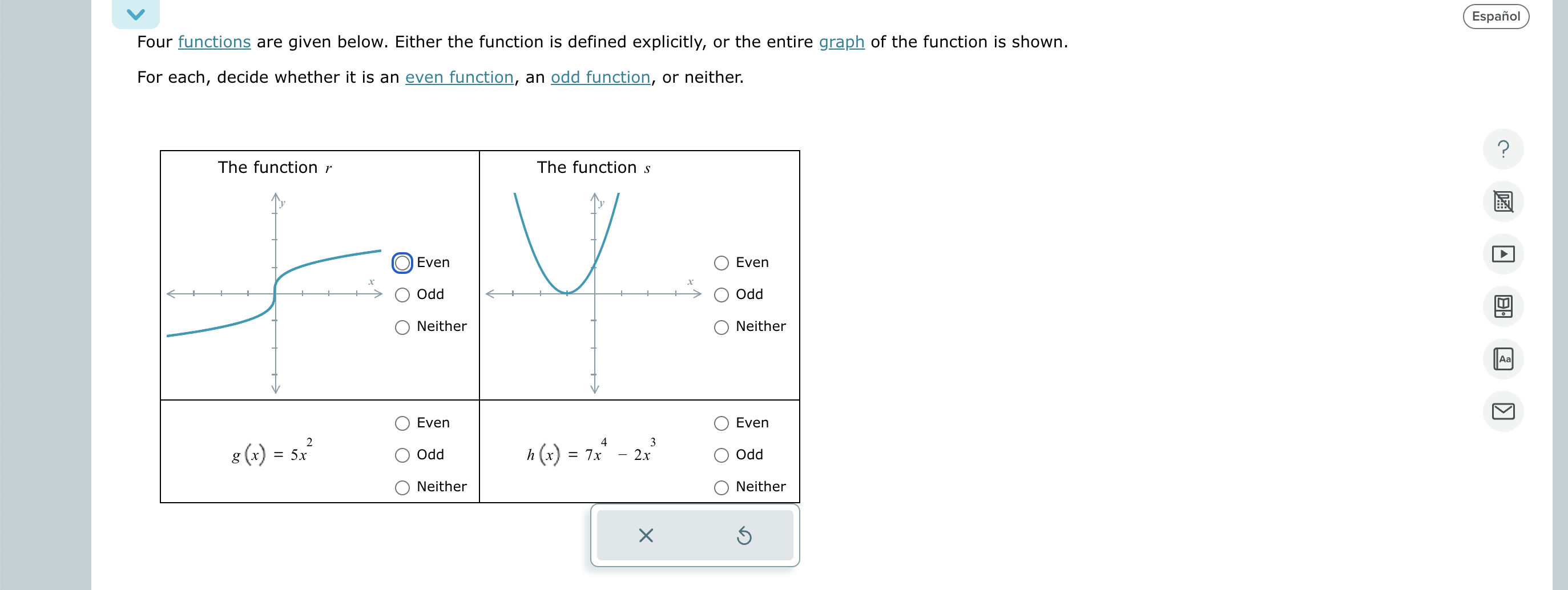 Solved Four functions are given below. Either the function | Chegg.com