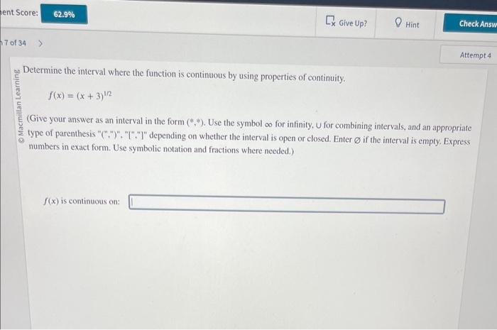 Solved Determine the interval where the function is | Chegg.com