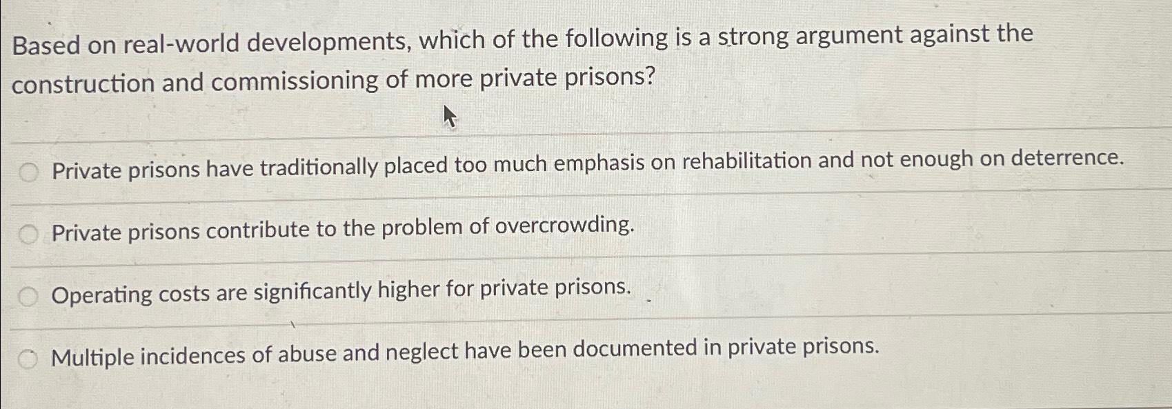 Solved Based on real-world developments, which of the | Chegg.com
