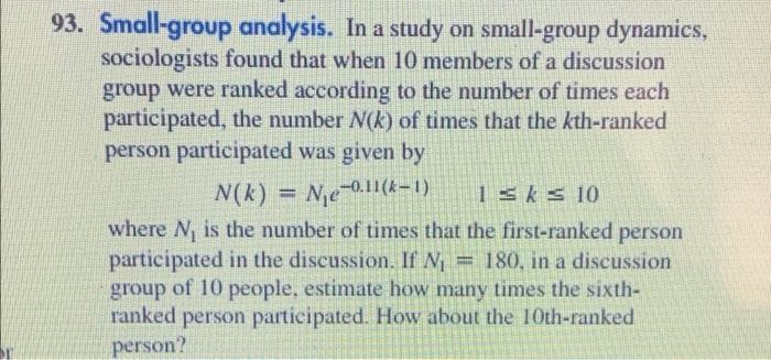 Solved 93. Small-group analysis. In a study on small-group | Chegg.com