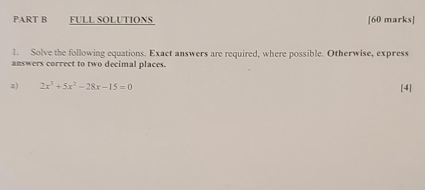 Solved PARTB FULL SOLUTIONS [60 marks] 1. Solve the | Chegg.com