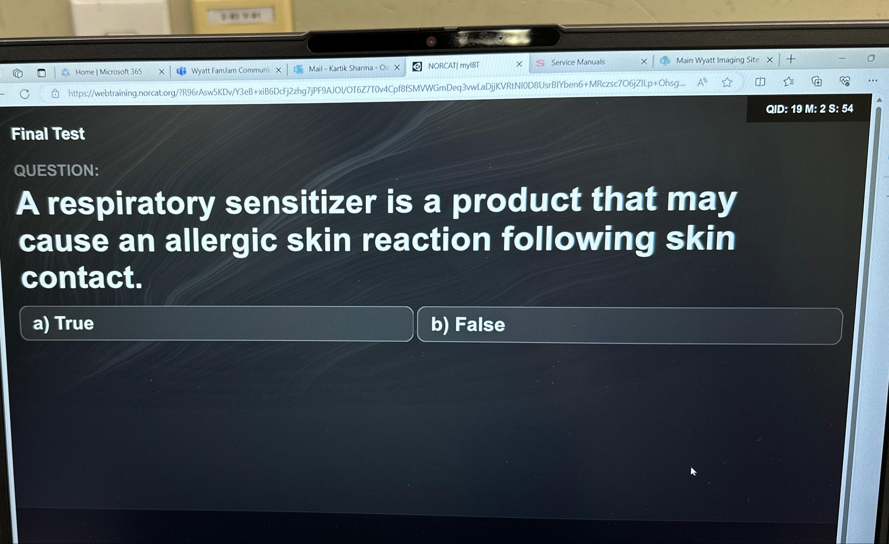 Solved Final TestQUESTION:A respiratory sensitizer is a | Chegg.com