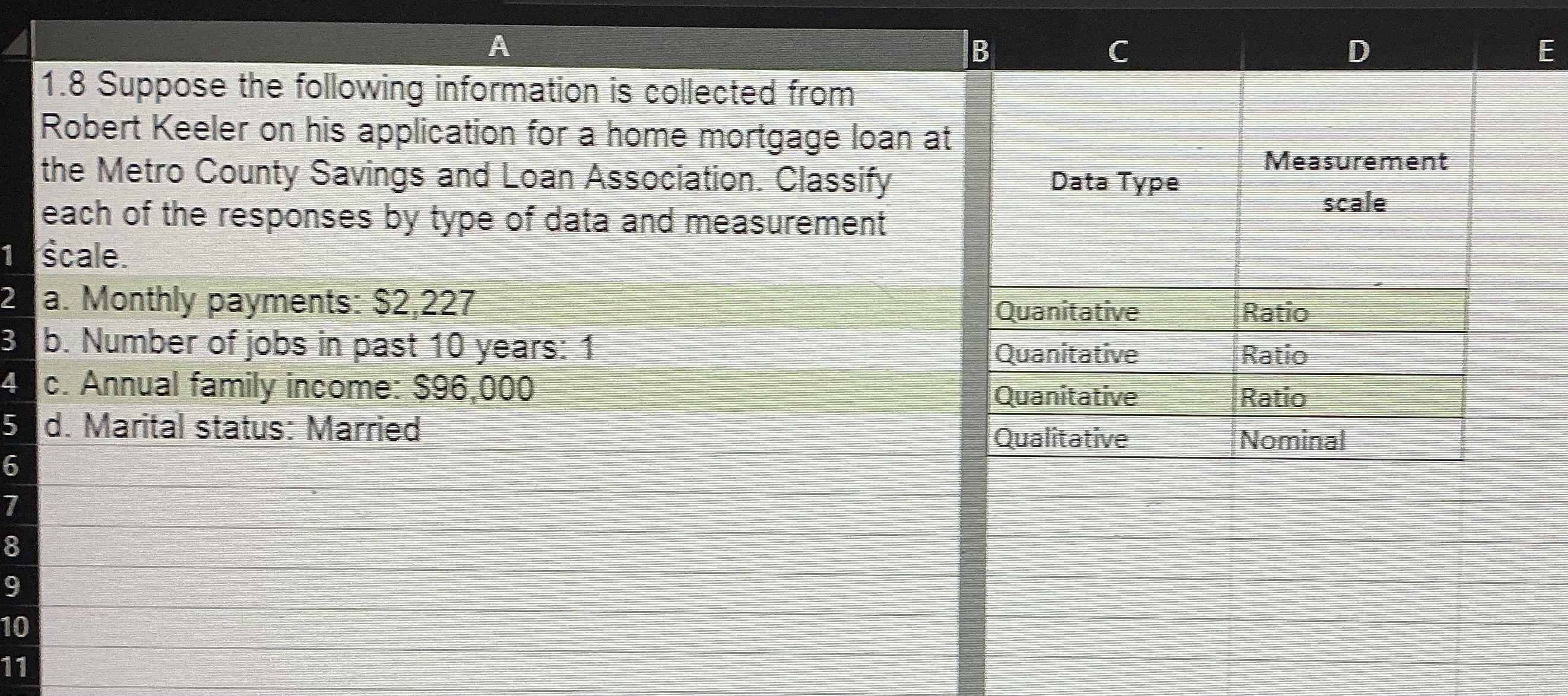 Solved 1.8 ﻿Suppose the following information is collected | Chegg.com