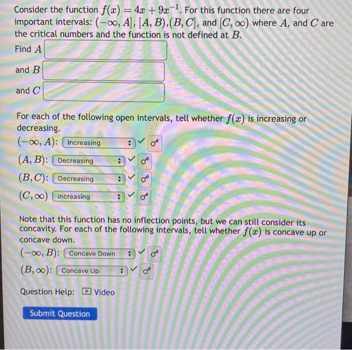 Solved Consider the function f(x)=4x+9x−1. For this function | Chegg.com